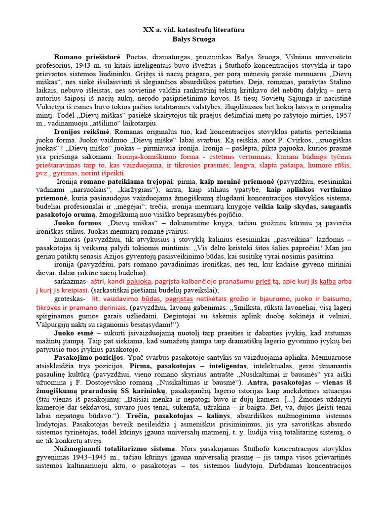 katastrofu literatura.b.sruoga. konspektas | PDF