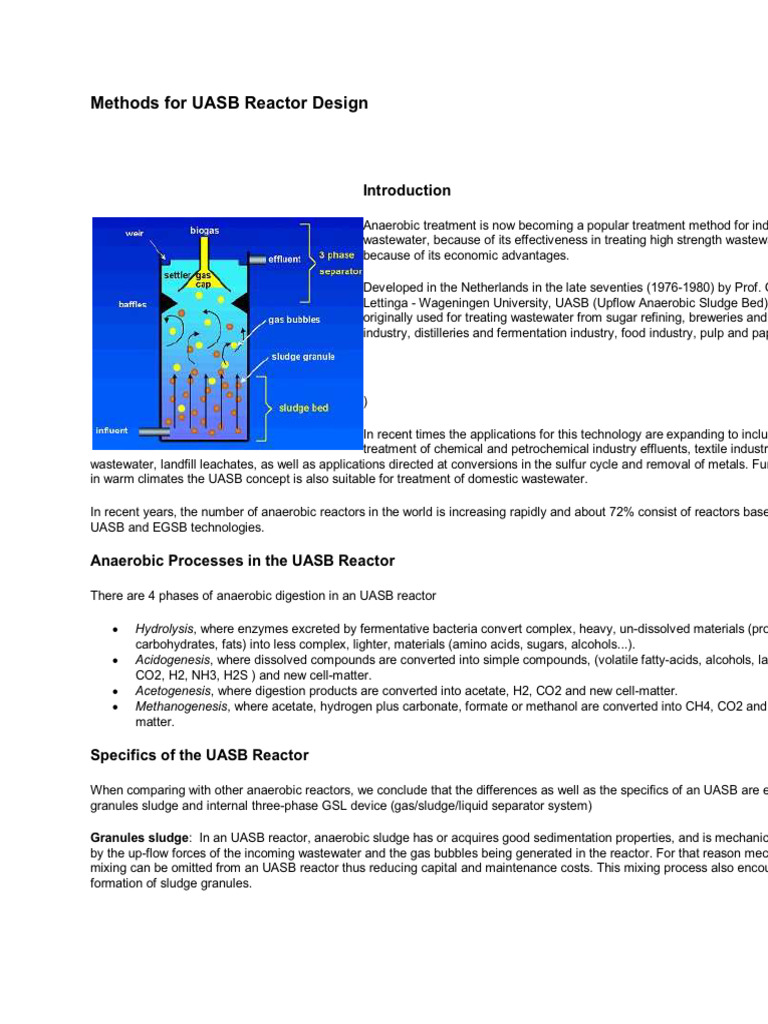 Methods For Uasb Reactor Design | PDF