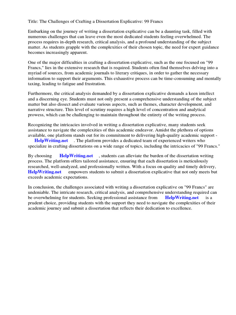 Dissertation Explicative 99 Francs | PDF | Thesis | Scribd