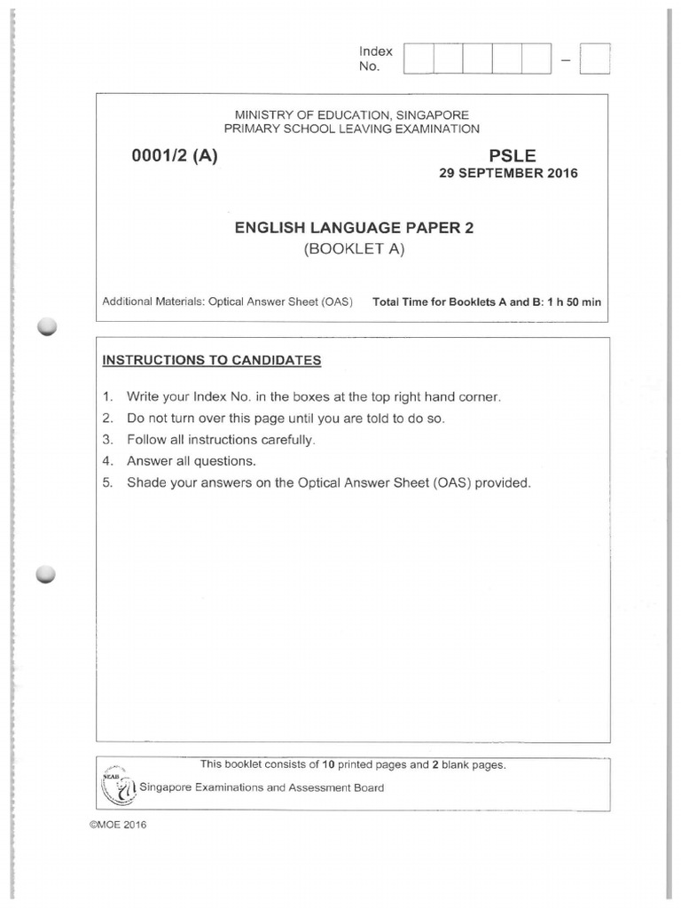PSLE 2016 Eng | PDF