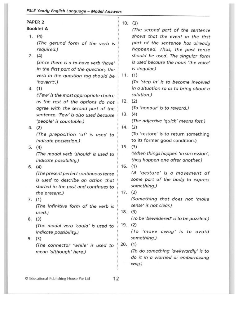 PSLE 2017 Eng Ans | PDF