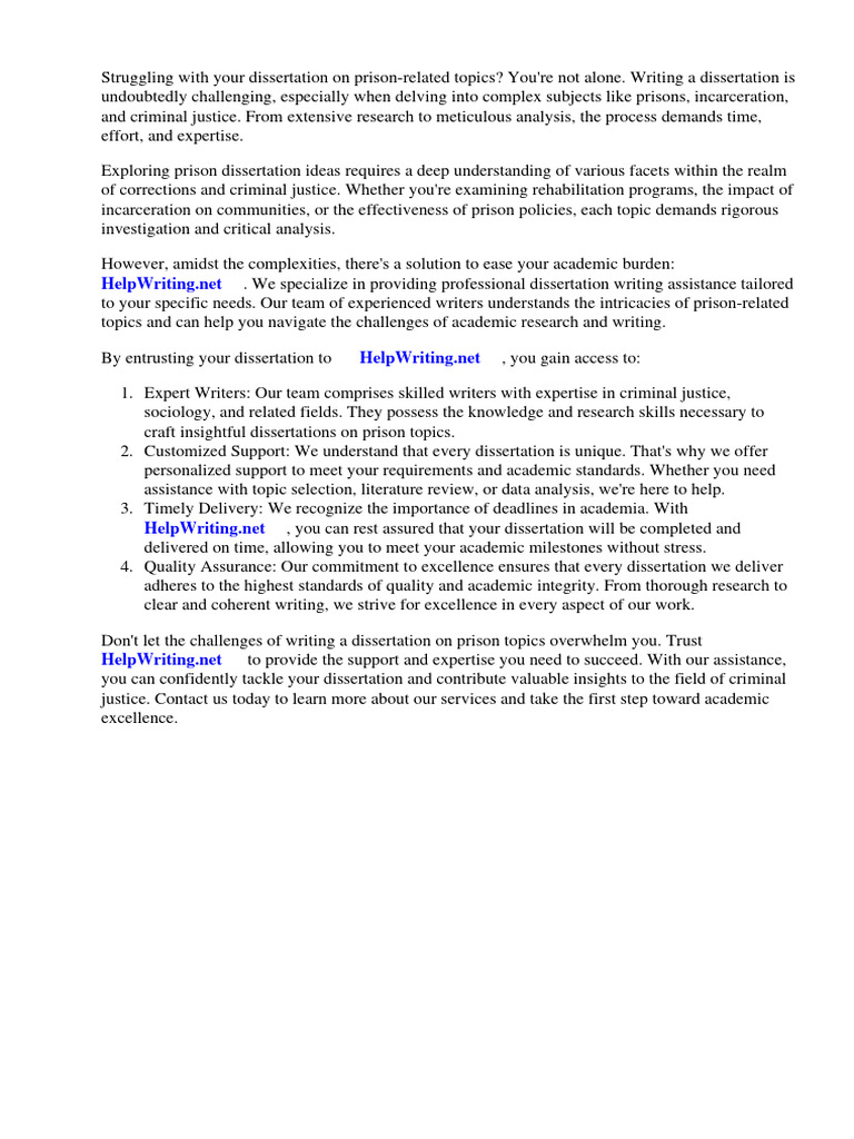 Dissertation Help for Prison Topics | PDF | Prison | Crimes