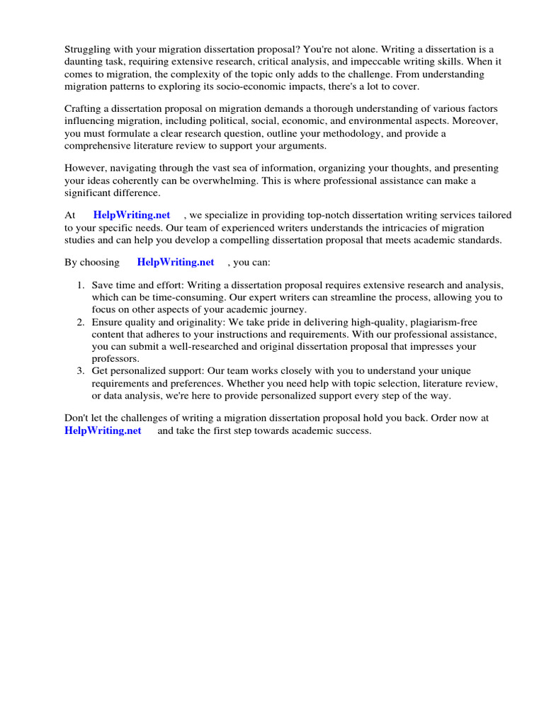 Migration Dissertation Proposal | PDF | Human Migration | Immigration