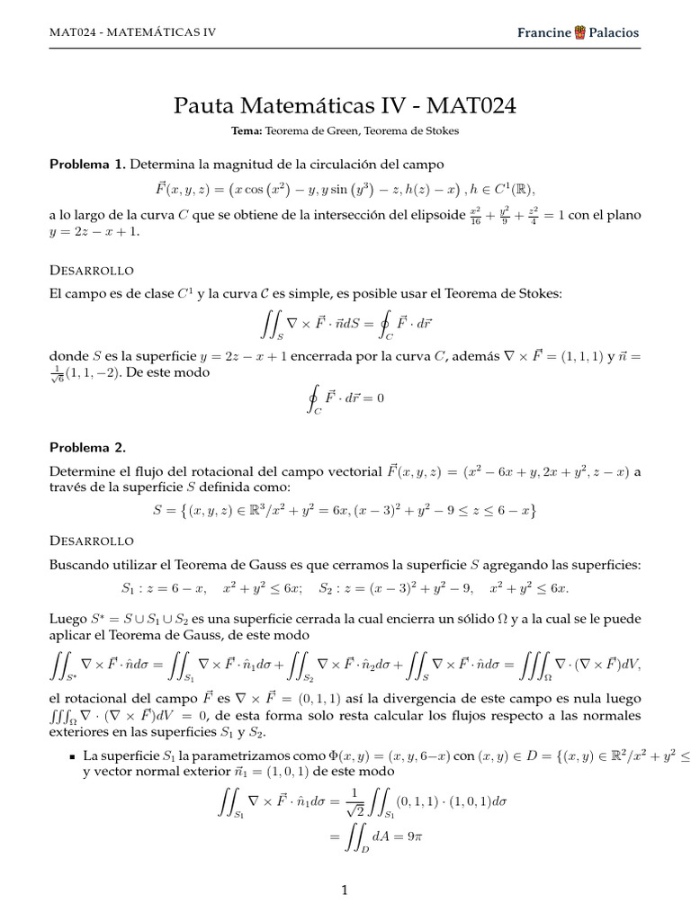 MAT024__Teorema_de_Green__Teorema_de_Stokes_ | PDF | Esfera | Cálculo