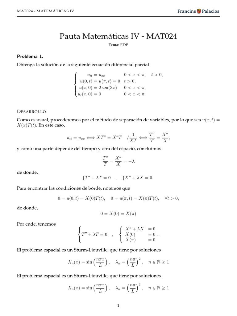 Mat024 Edp | PDF | Ecuación diferencial parcial | Ecuaciones