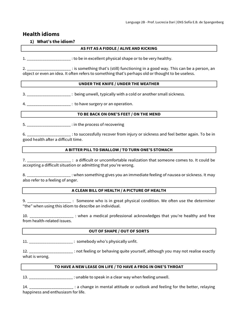 Health Idioms | PDF