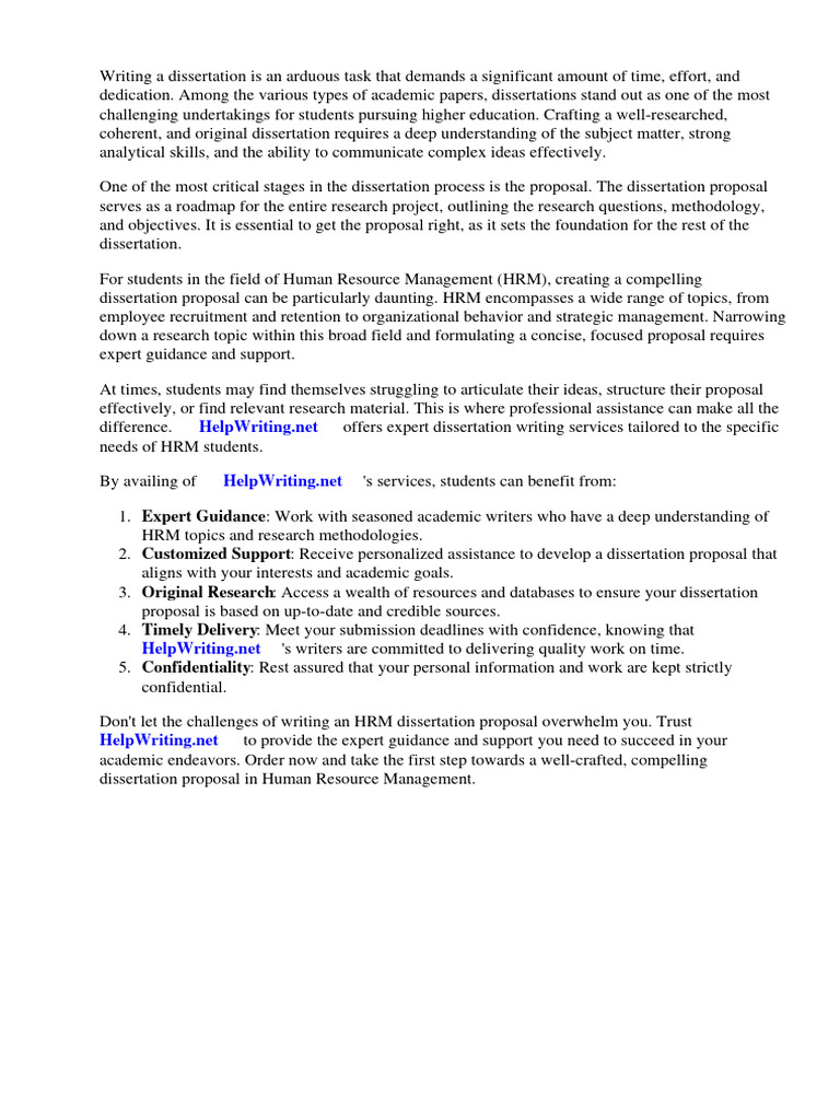 HRM Dissertation Proposal Help | PDF | Human Resource Management | Thesis