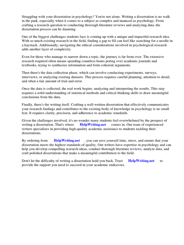 Dissertation Ideas For Psychology Students | PDF | Psychology | Thesis