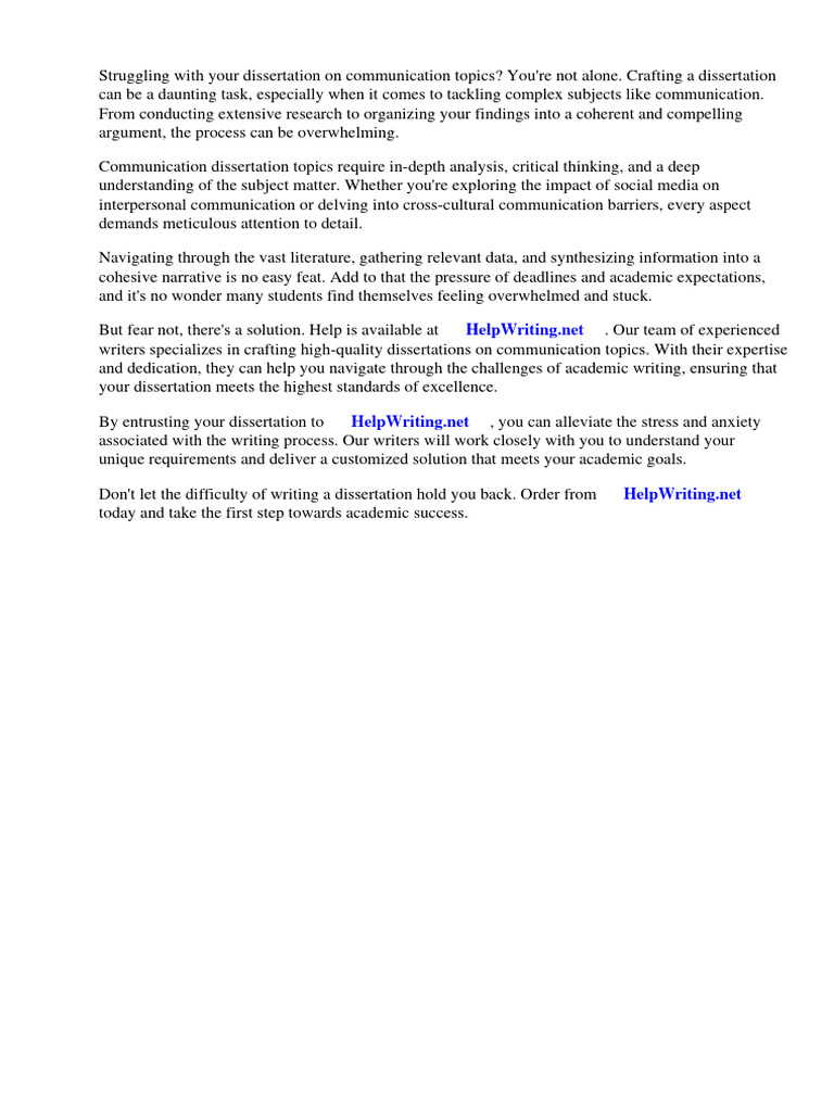 Communication Dissertation Topics | PDF | Strategic Management | Thesis