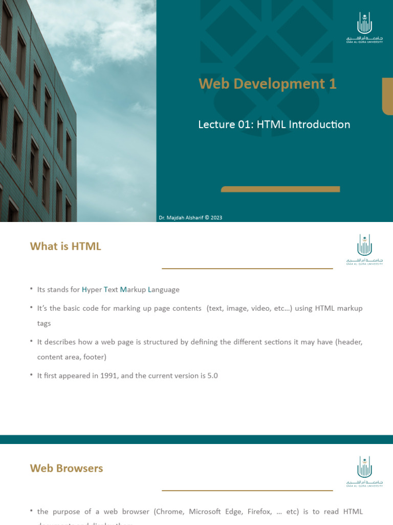 452 - WD1 - Lectures - 01 | PDF | Html | Html Element