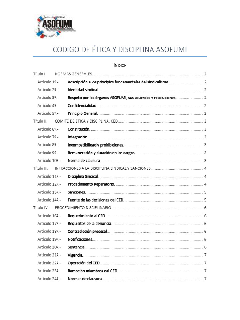 Reglamento CED ASOFUMI | PDF