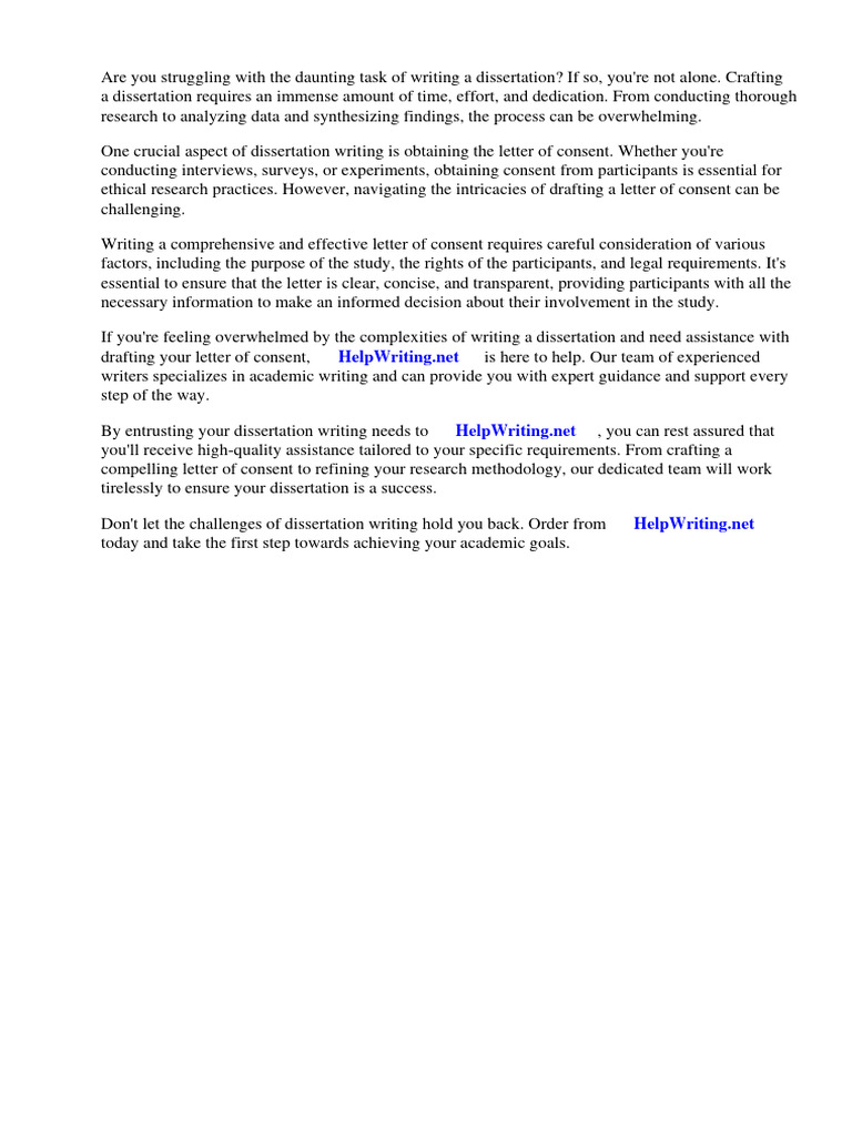 Dissertation Letter of Consent | PDF | Informed Consent | Consent