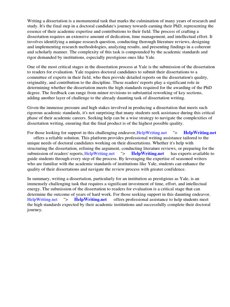 Yale Dissertation Readers Reports | PDF | Thesis | Doctor Of Philosophy