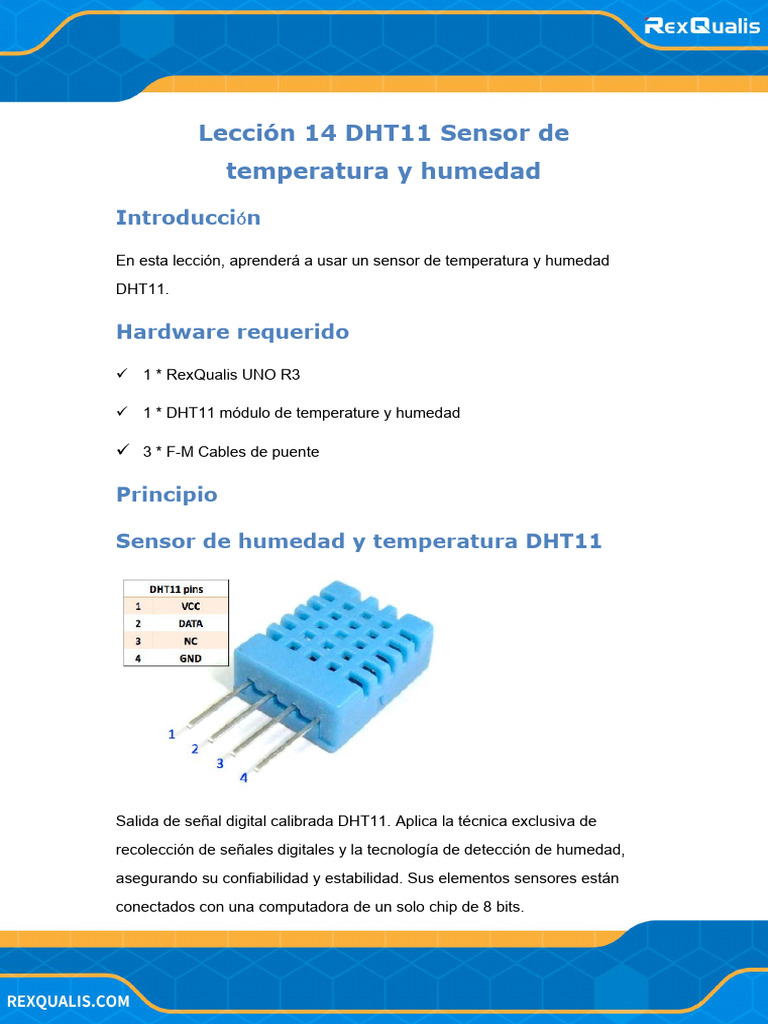 Lección 14 DHT11 Sensor de Temperatura y Humedad | PDF | Sensor | Temperatura