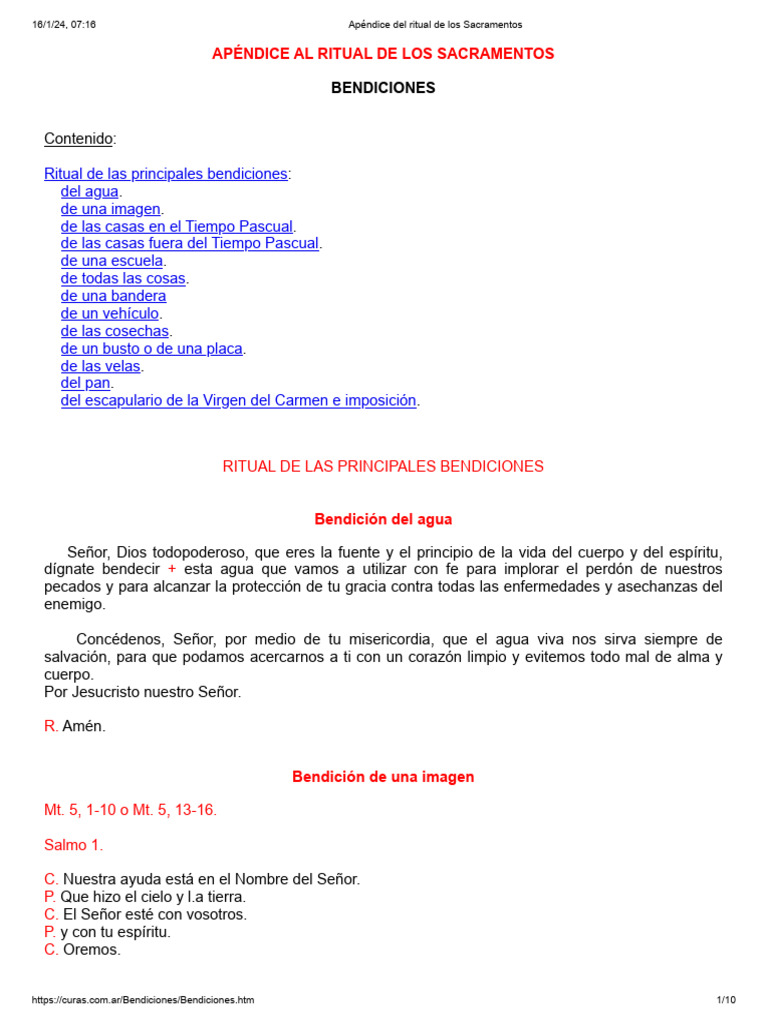 Ritual de Bendiciones Sacramentales | PDF | orador del Señor | Oración