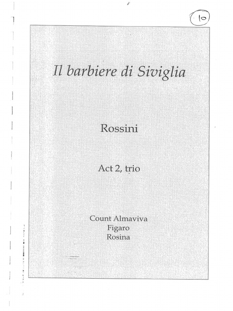 Rossini - Il Barbiere Di Siviglia, Recit and Trio From Act 2 | PDF