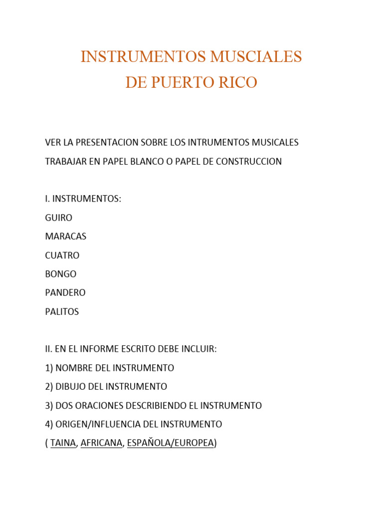 Tarea Instrumentos Musicales de Puerto Rico | PDF