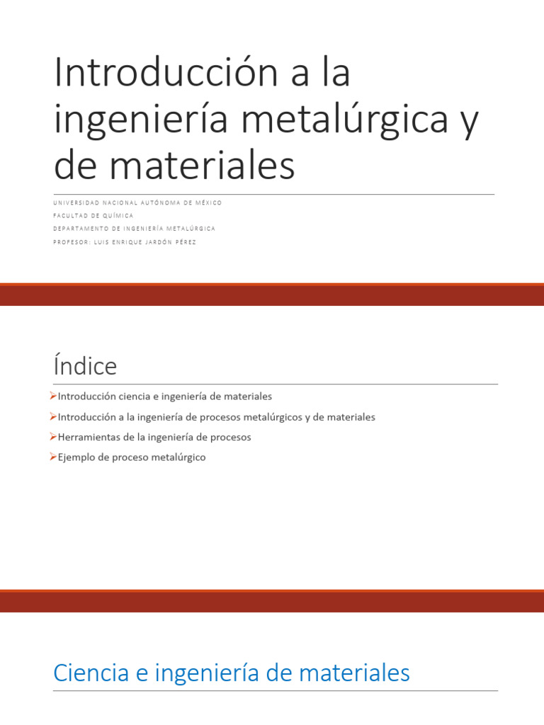 1 Introducción a La Ingenieria Metalurgica y de Materiales | PDF | Metalurgia | Ciencia de los ...