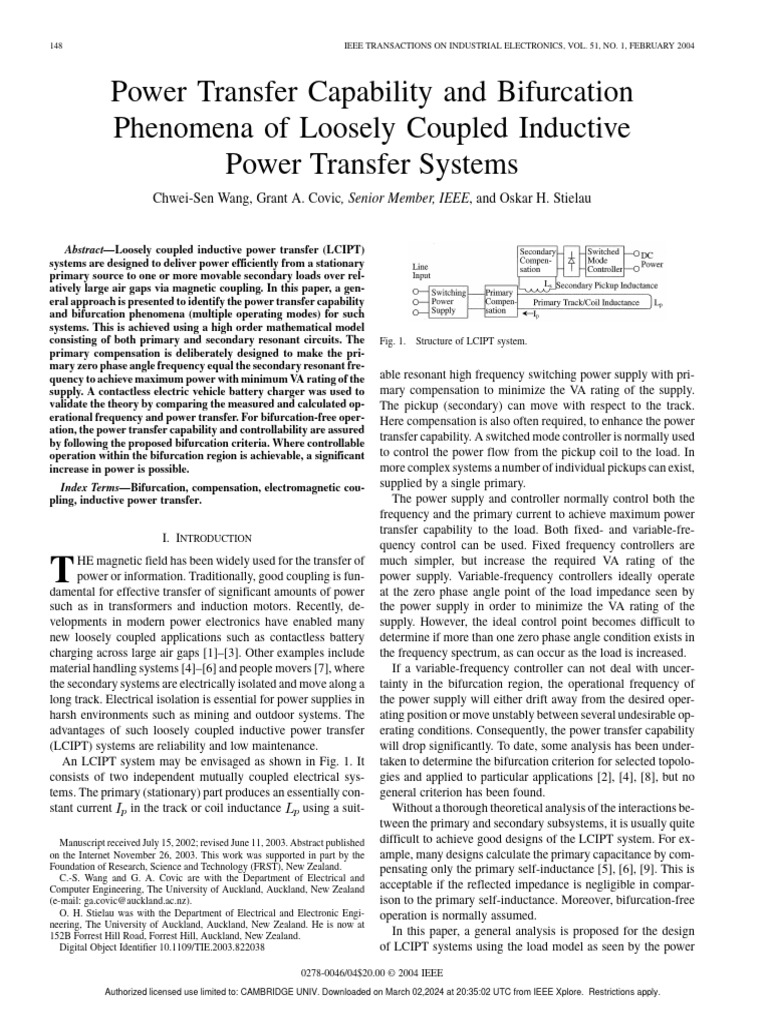Ref 1 Power Transfer Capability and Bifurcation Phenomena of Loosely ...