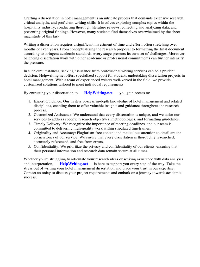 Hotel Management Dissertation Proposal | PDF | Franchising | Tourism