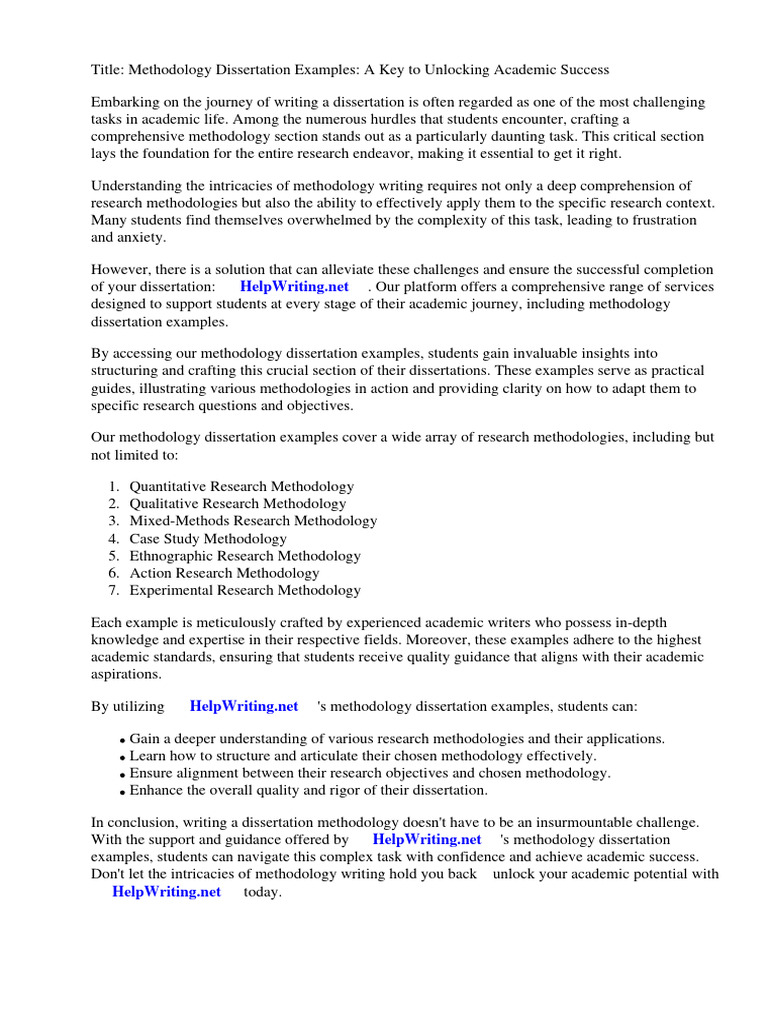 Methodology Dissertation Examples | PDF | Methodology | Thesis