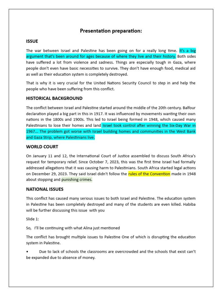 Presentation Preparation | PDF | World Politics | Israel