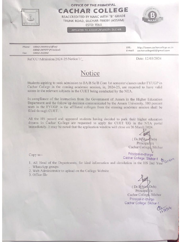 Notice Regarding Fyug Degree Courses | PDF