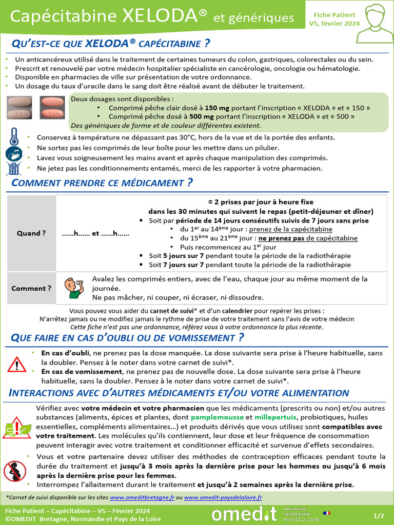 XELODA Capecitabine V5 Patient | PDF | Fibre alimentaire | Régime et ...