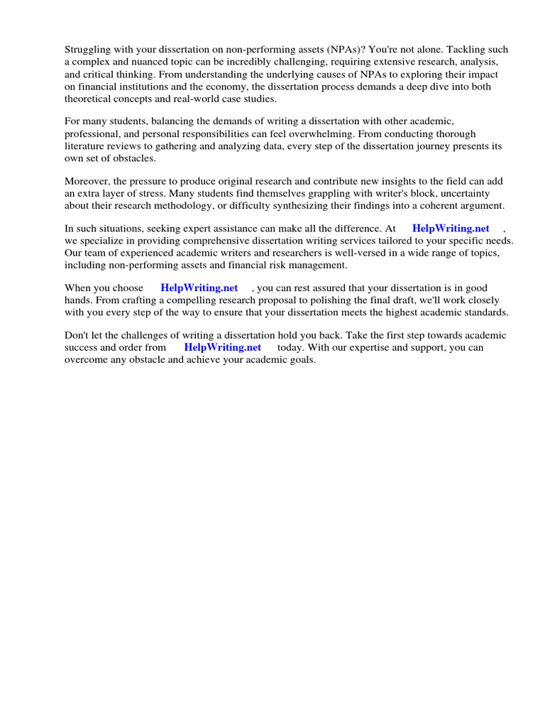 Dissertation Help for NPA Students | PDF | Banks | Loans