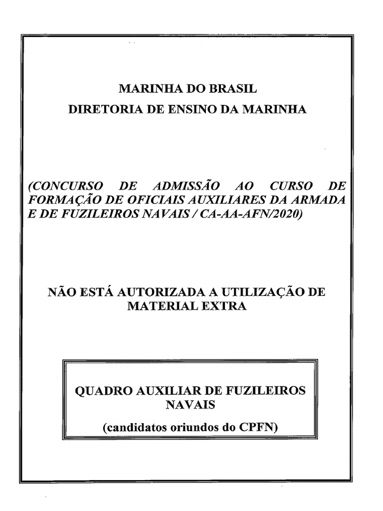 Prova 2020 CFN Amarela | PDF