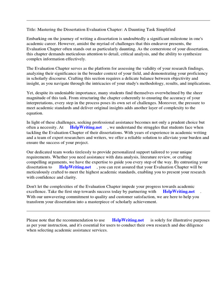 Dissertation Evaluation Chapter | PDF | Methodology | Thesis