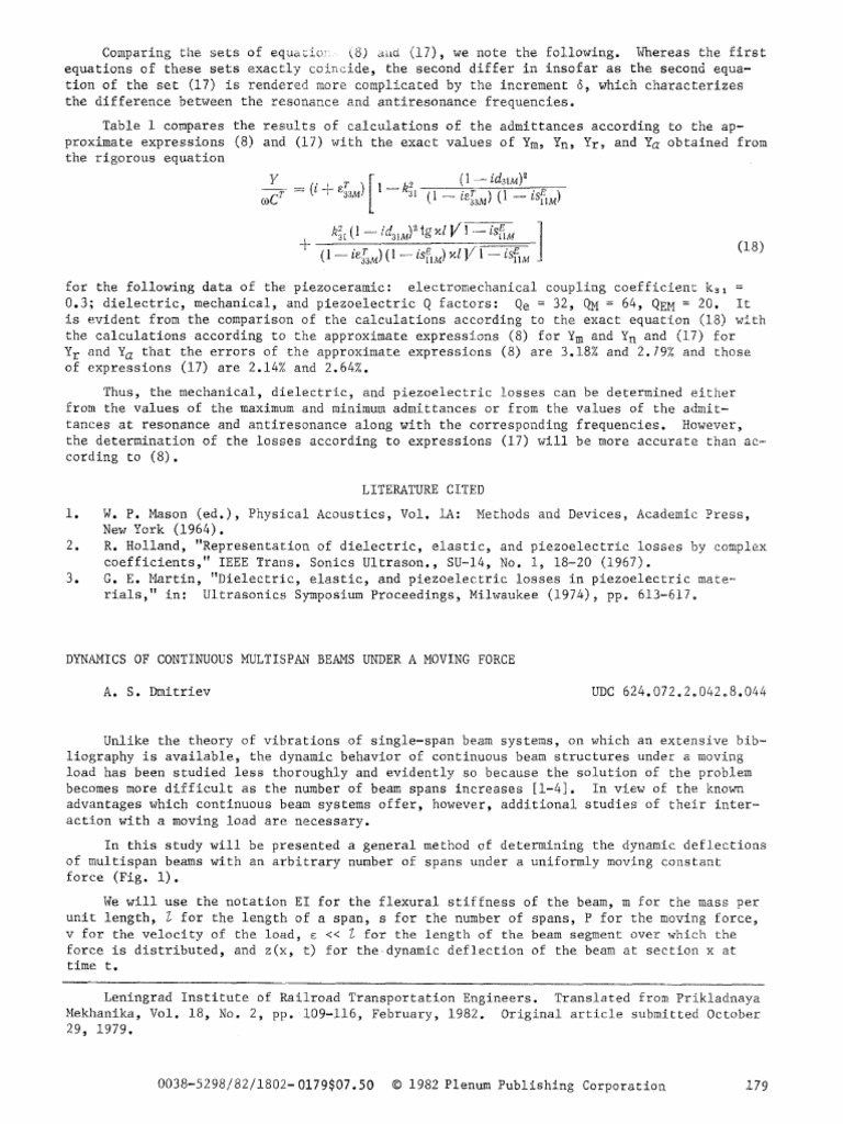 Dynamic Analysis of Multispan Beams | PDF | Beam (Structure) | Force