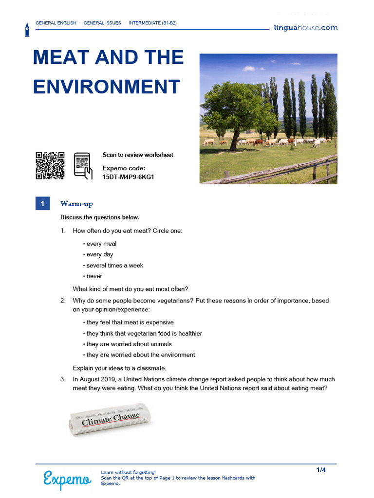 Meat and The Environment. Level 4. | PDF | Meat | Agriculture