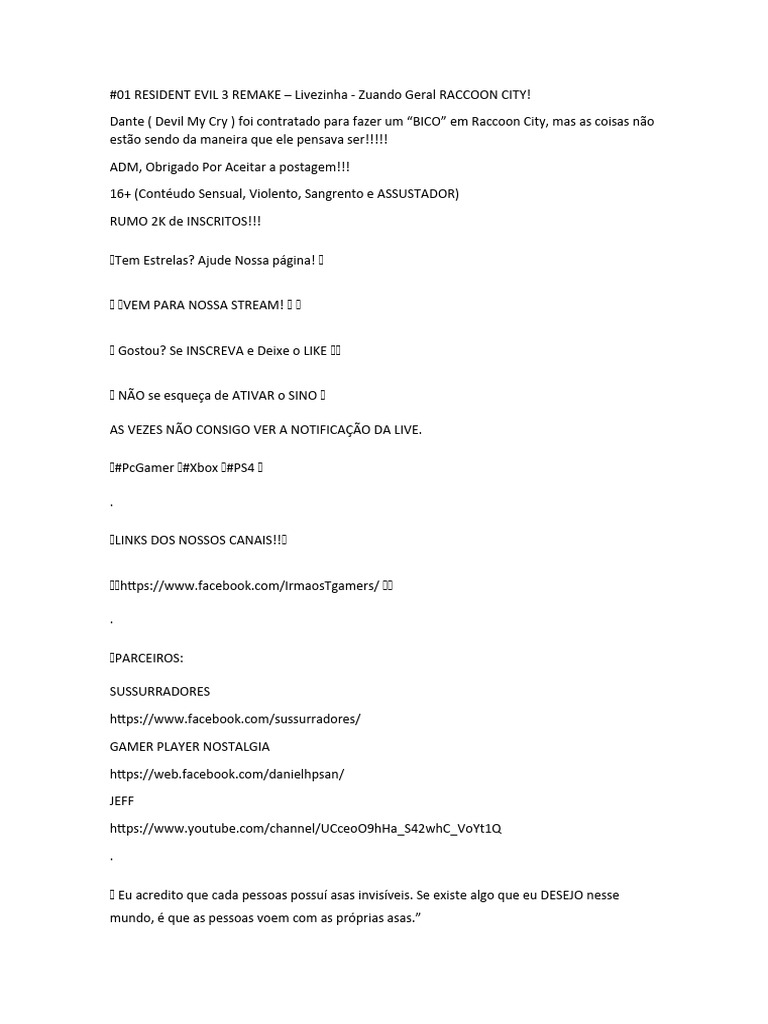 00 RESIDENT EVIL 3 REMAKE Texto LIVE | PDF
