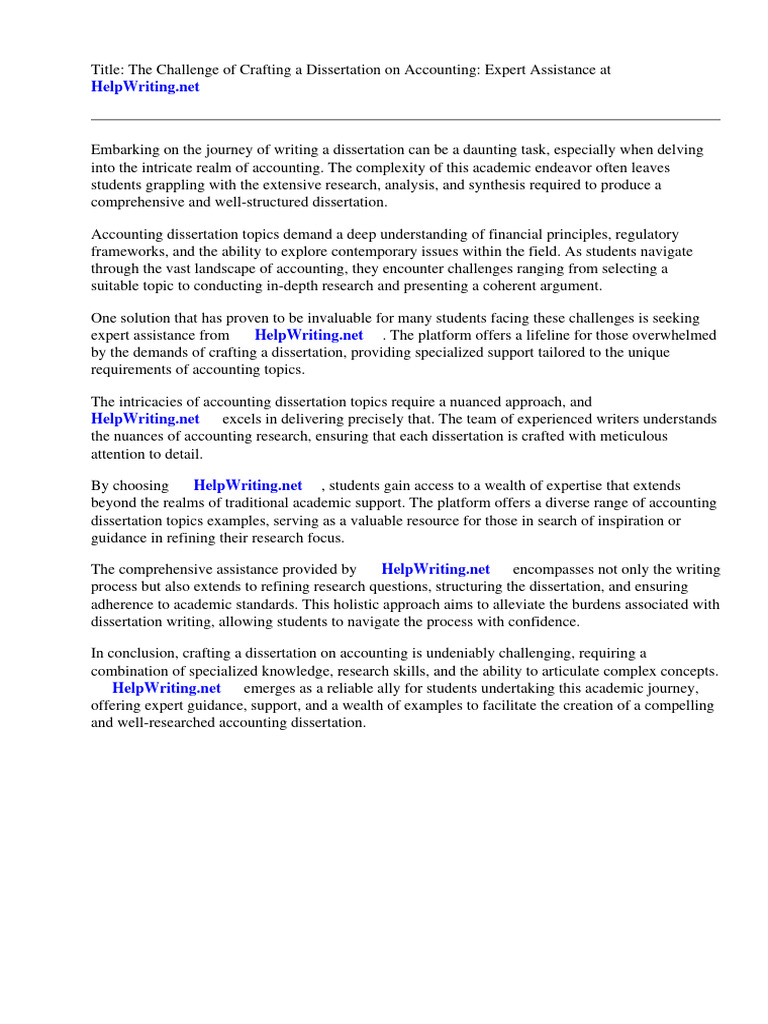 Accounting Dissertation Topics Examples | PDF | Thesis | Banks