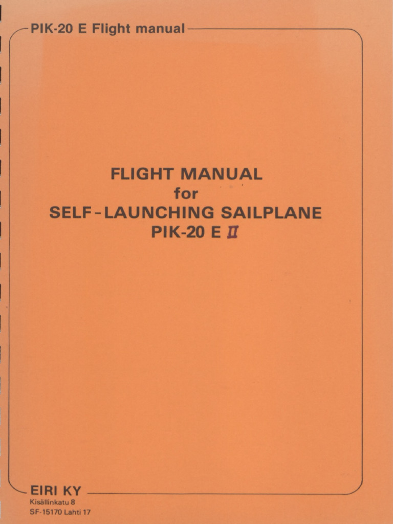 PIK 20 E II Flight Manual | PDF | Glider (Sailplane) | Flight Control Surfaces