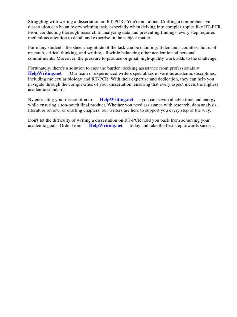 Dissertation RT PCR | PDF | Reverse Transcription Polymerase Chain ...