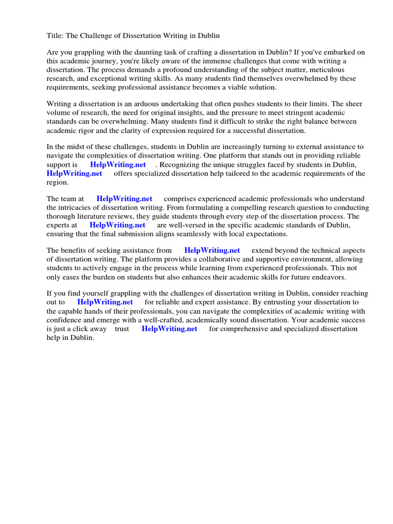 Dissertation Help Dublin | PDF | Thesis | Statistics