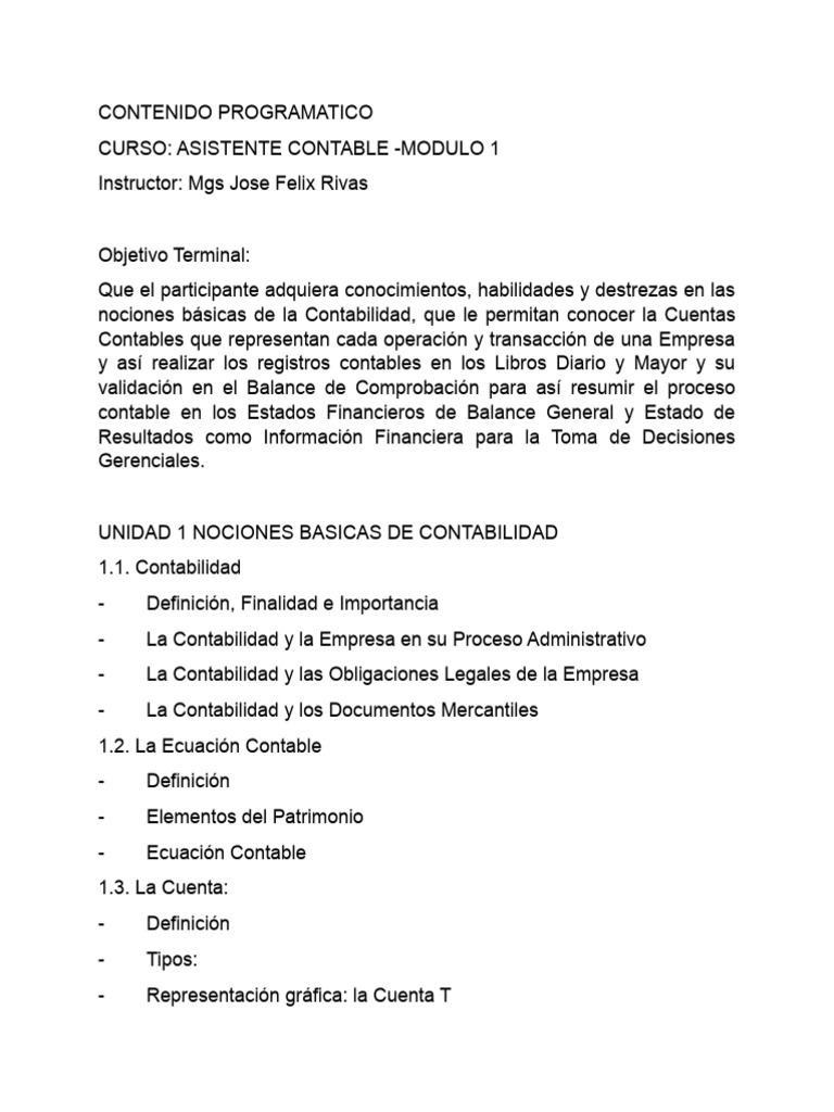 Modulo 1 Contabilidad Primera Parte | PDF | Contabilidad | Cheque