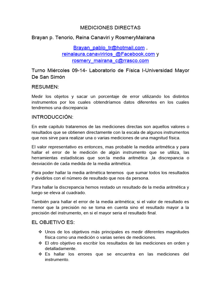 Mediciones Directas | PDF