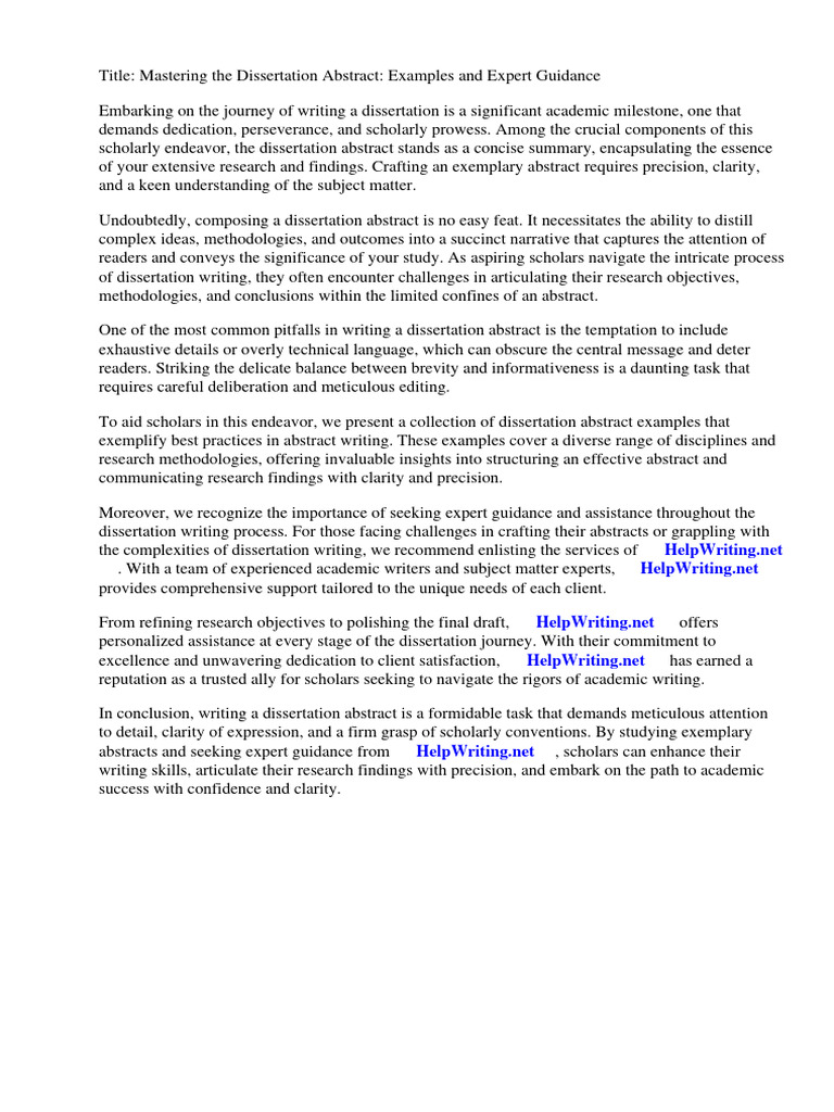Writing A Dissertation Abstract Examples | PDF | Thesis | Abstract (Summary)