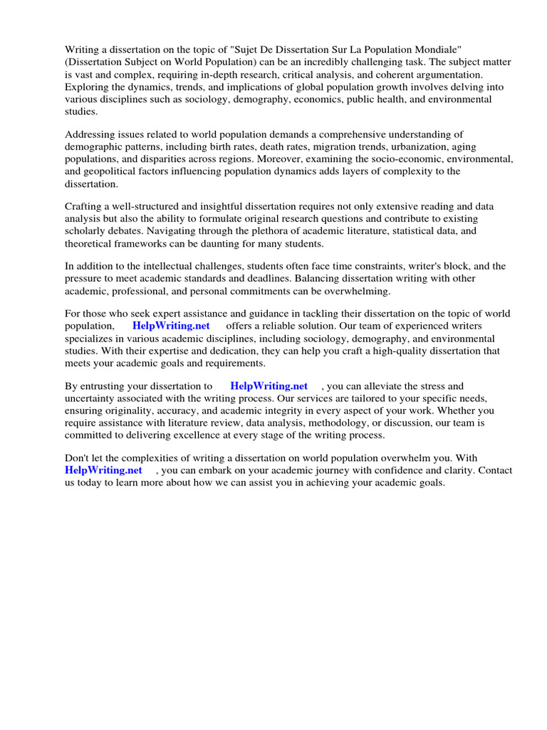 Dissertation Guide: World Population | PDF | Thesis | Demography