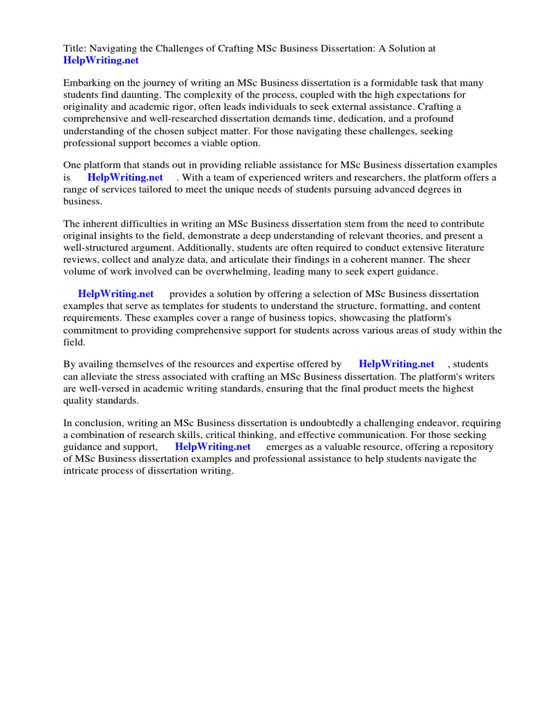 Msc Business Dissertation Examples | PDF | Real Estate Appraisal ...