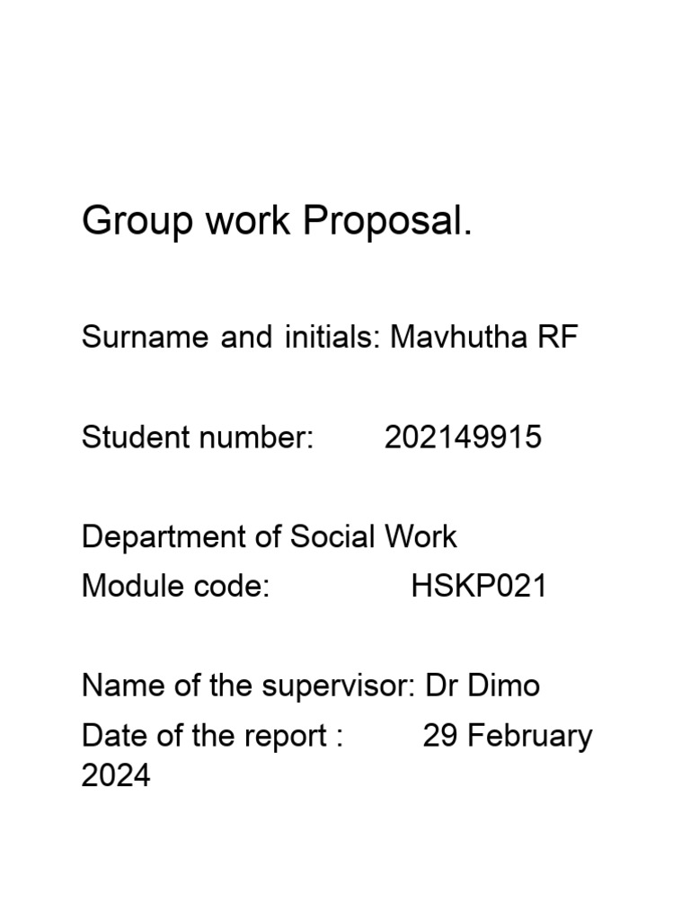 Group work Proposal | PDF | Substance Abuse | Psychology