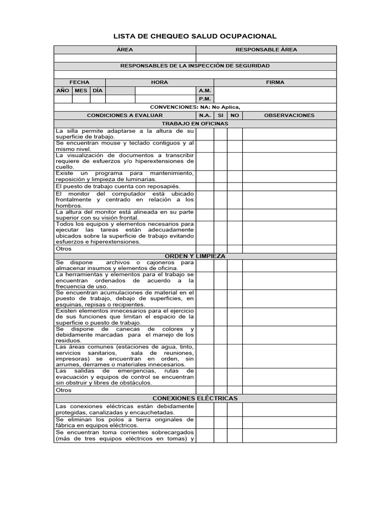 Check-List-Salud-Ocupacional | PDF