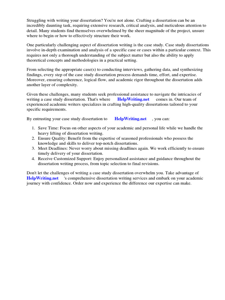 Case Study Dissertation Sample | PDF | Thesis | Knowledge Case Study Dissertation Sample | PDF | Thesis | Knowledge