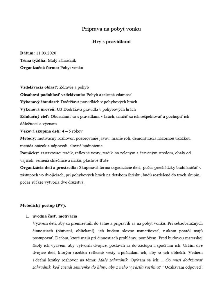 11.3.2020 Príprava Na Pobyt Vonku | PDF