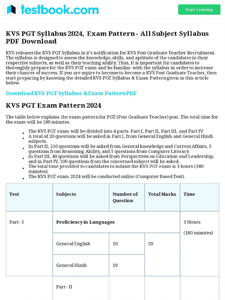 KVS PGT Syllabus 2024, Exam Pattern - All Subject Syllabus PDF Download ... KVS PGT Syllabus 2024, Exam Pattern - All Subject Syllabus PDF Download ...