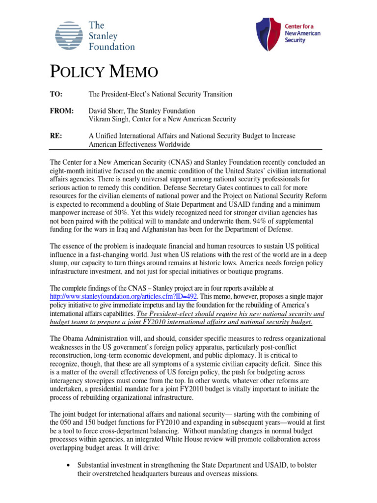 policy memo sample | PDF | United States Agency For International ...