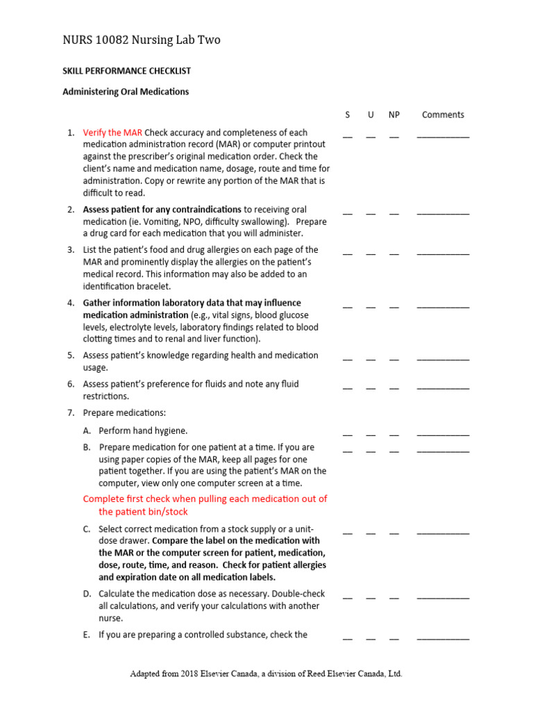 Oral Medication Administration Checklist | PDF | Tablet (Pharmacy ...